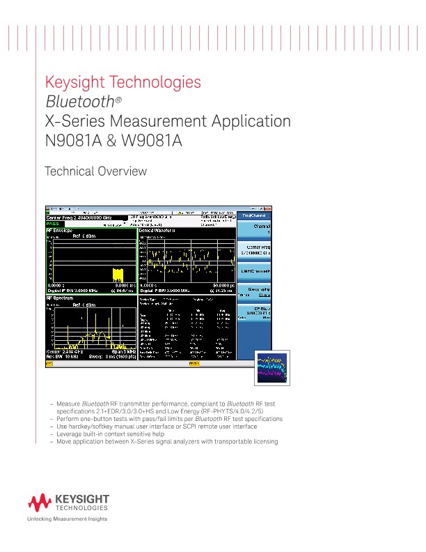 N9081A & W9081A Bluetooth X-Series Measurement Application PDF Asset Page | Keysight